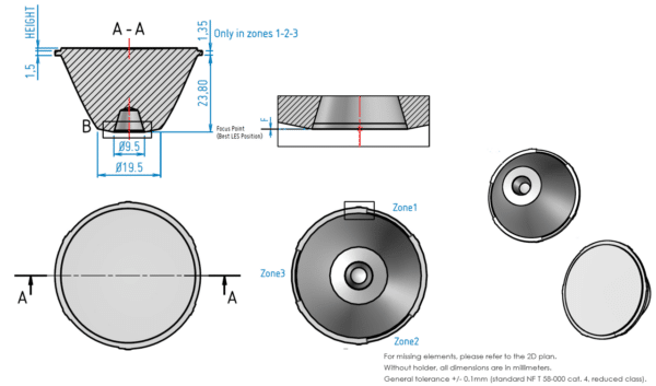 COB lenses : VEGA 45 mm - LED Optics - Gaggione